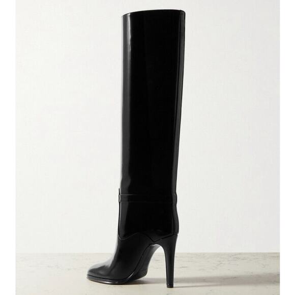 Saint Laurent | Shoes | Ysl Diane Logoembellished Black Leather Knee ...